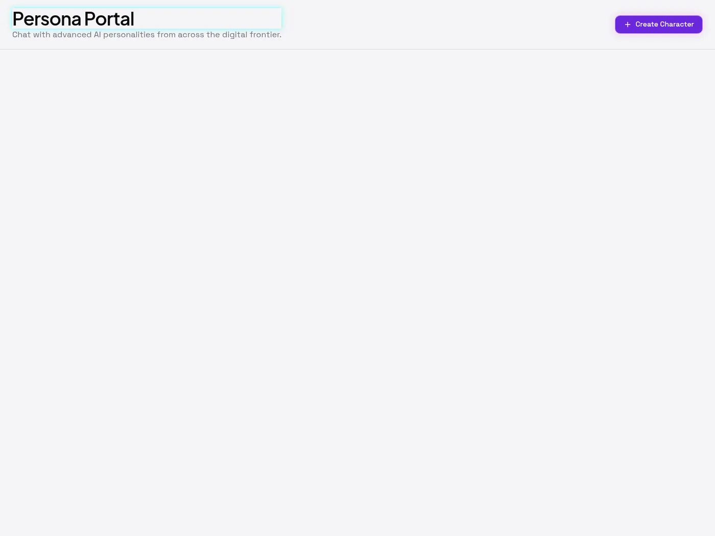 CharacterAI Web Portal
