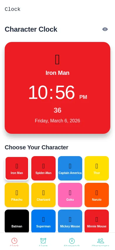 Character Clock App