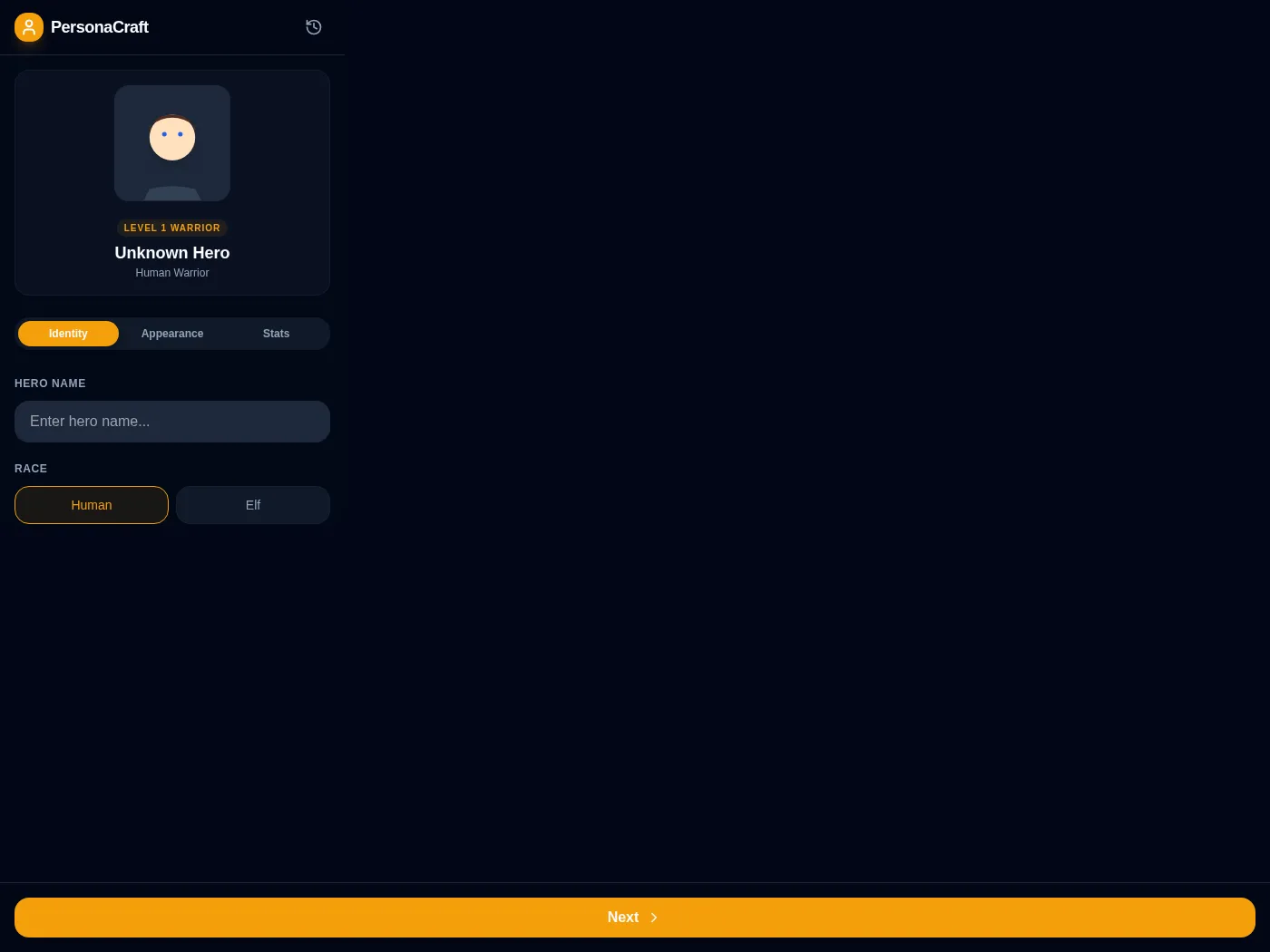 Character Creator Game