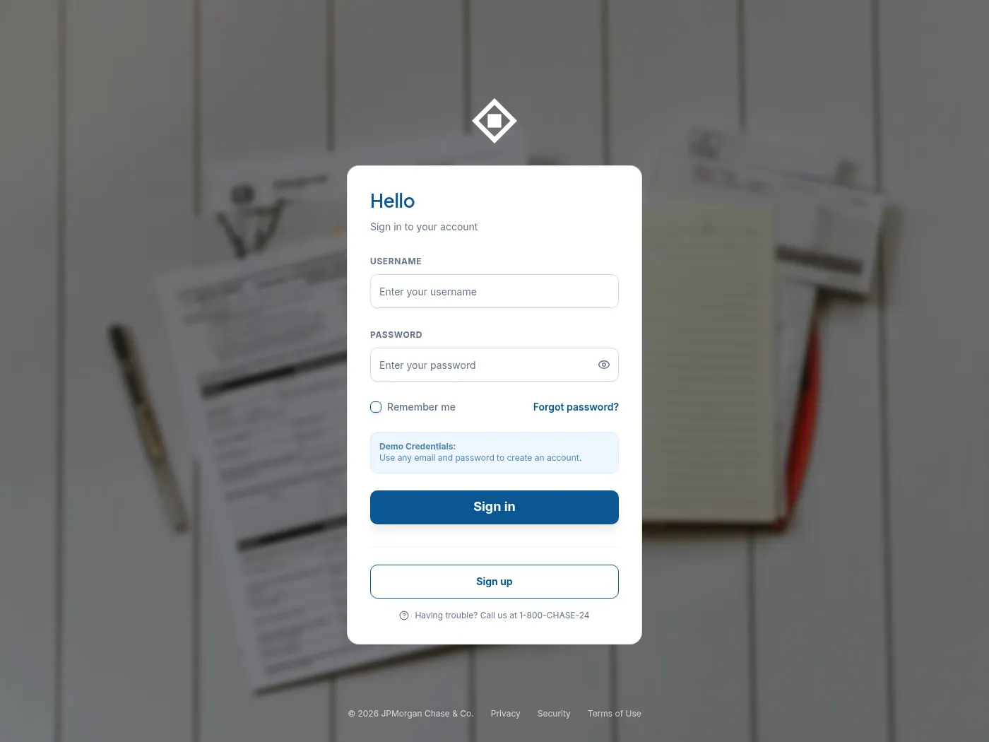 Chase Bank Login Clone