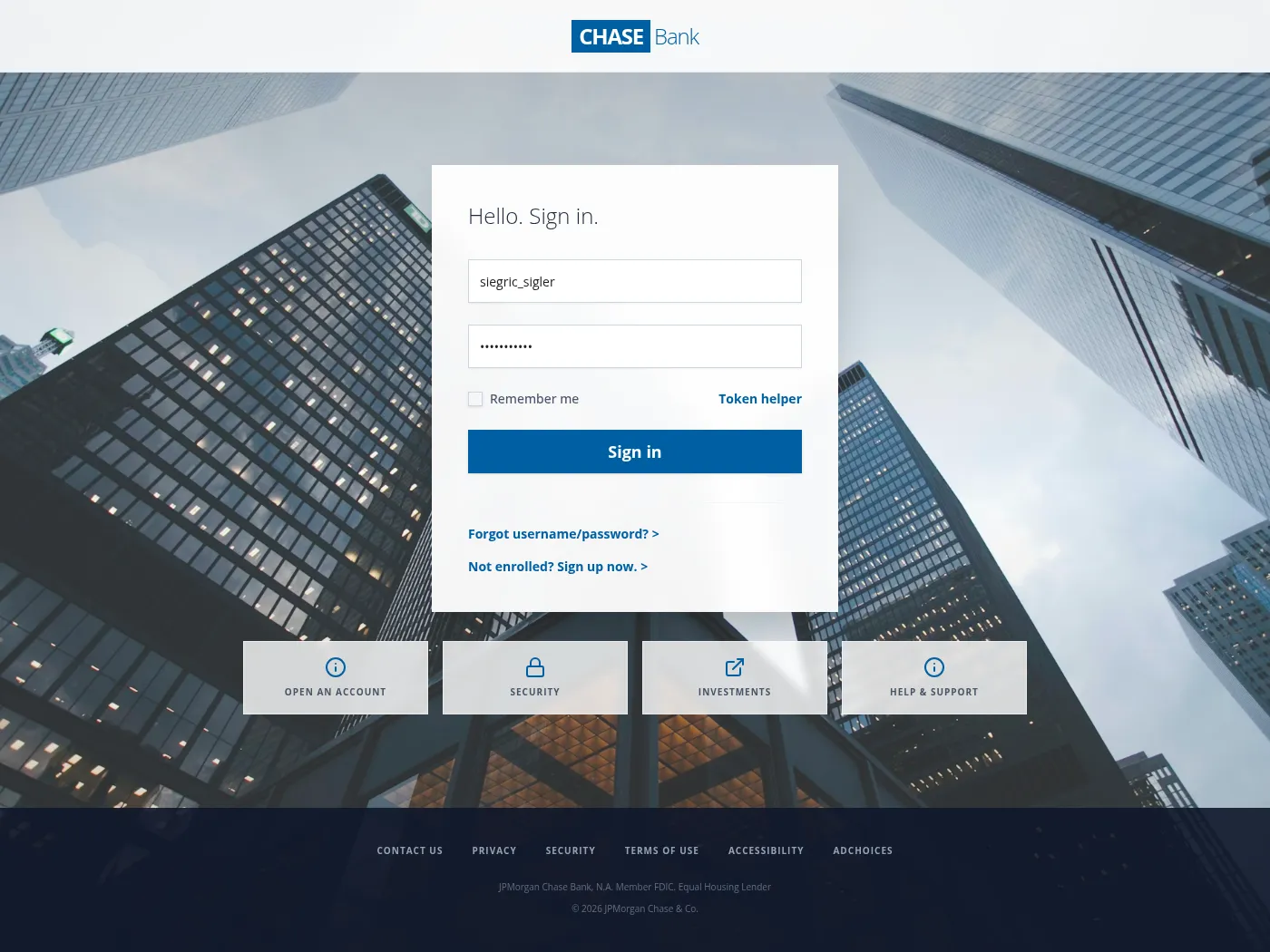 Chase Account Simulator