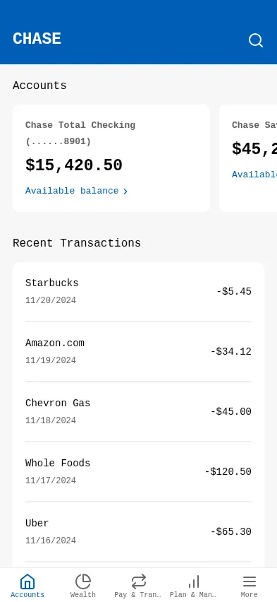 Chase App Simulator