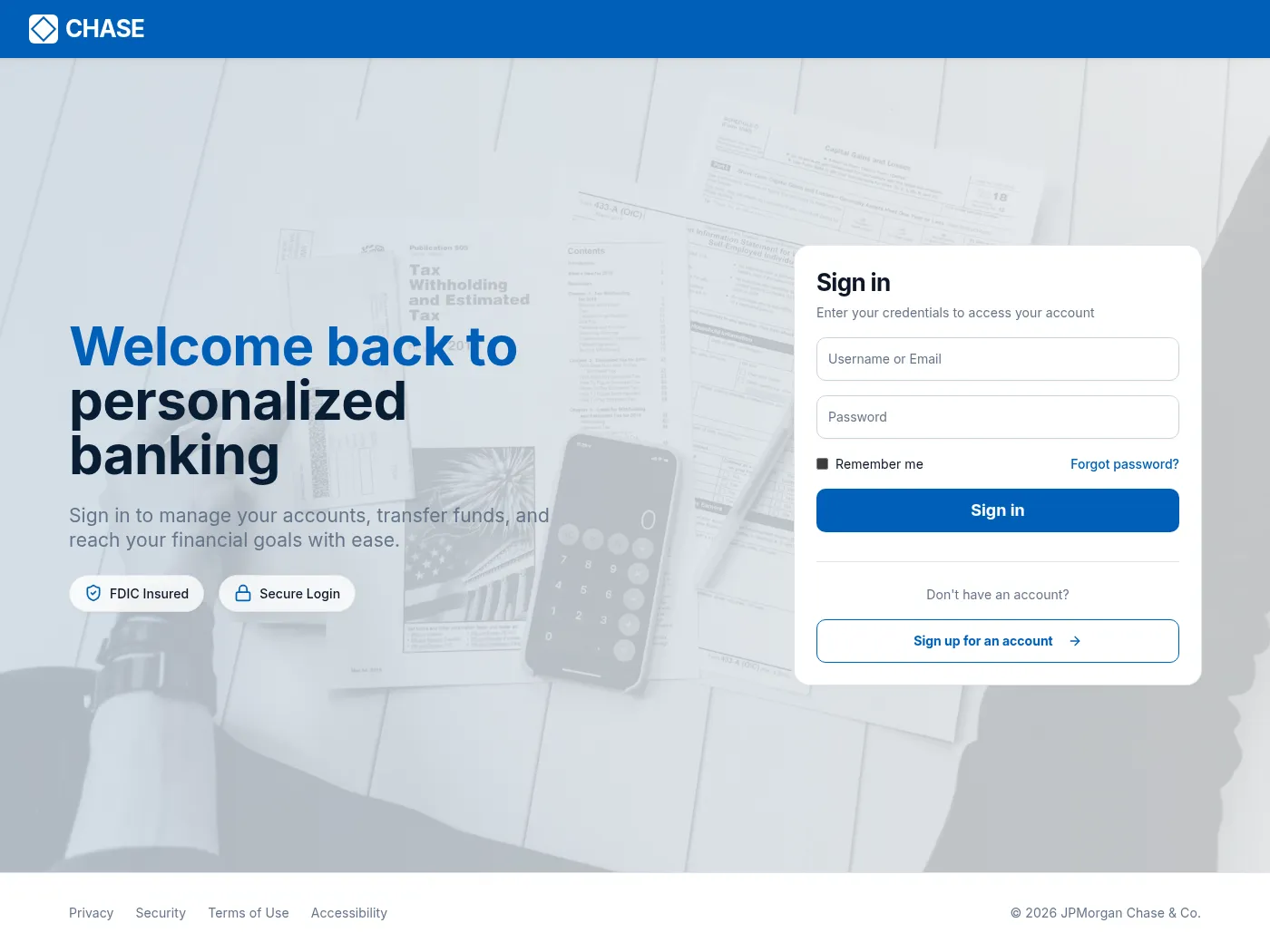 Chase Bank Web Clone