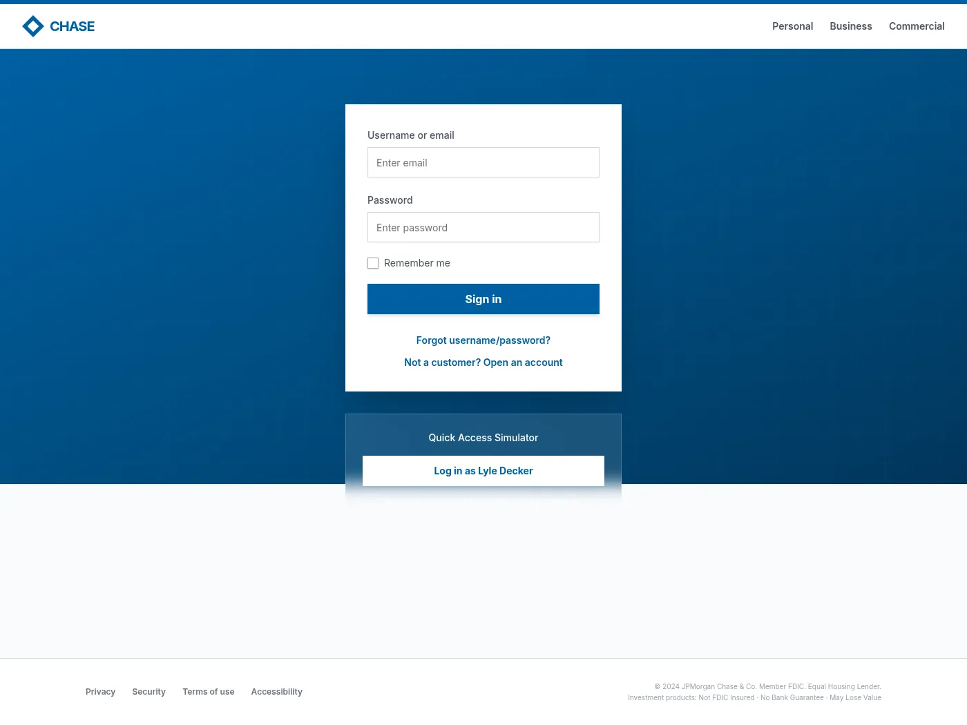 Chase Bank UI Clone