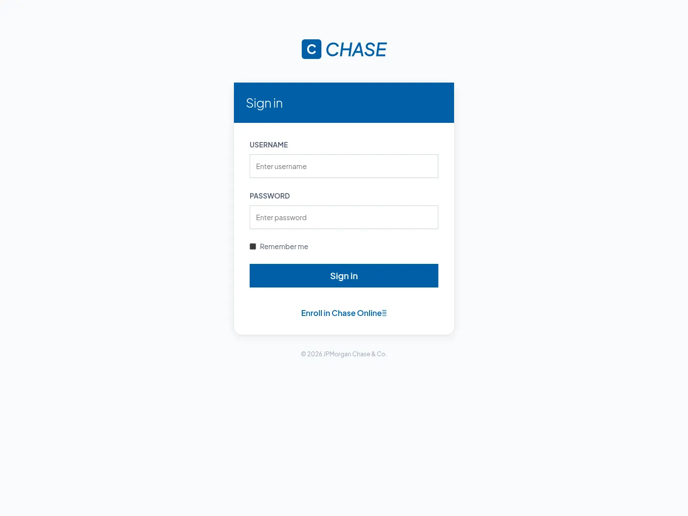 Chase Bank Clone
