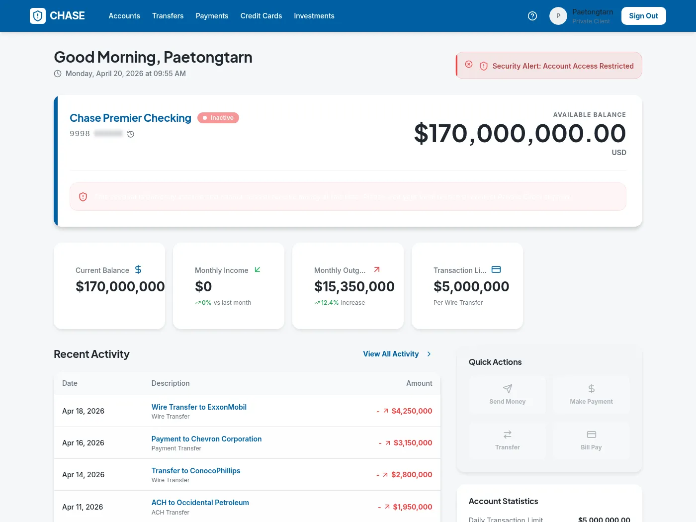 Chase-Style Banking Dashboard