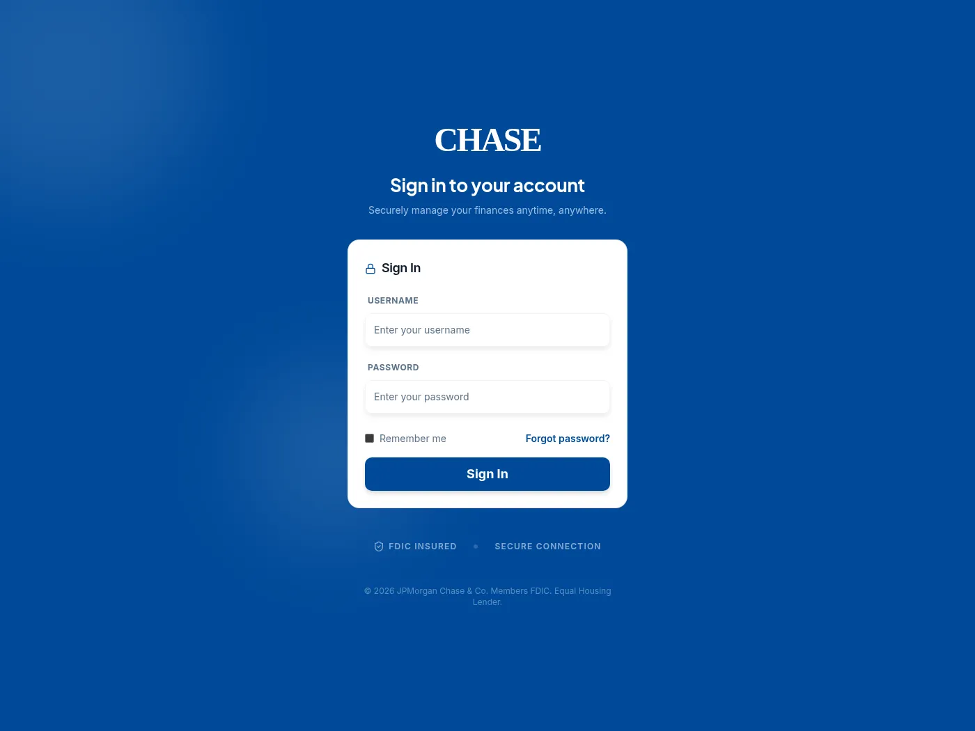 Chase Login Demo App