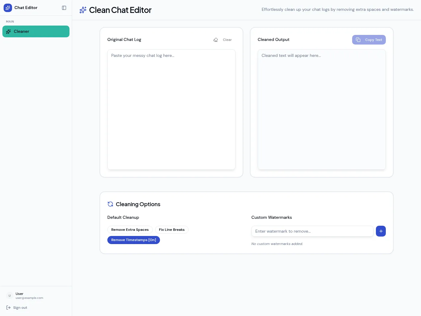Clean Chat Editor
