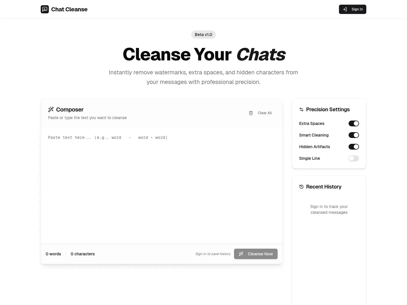 Chat Cleanse Tool