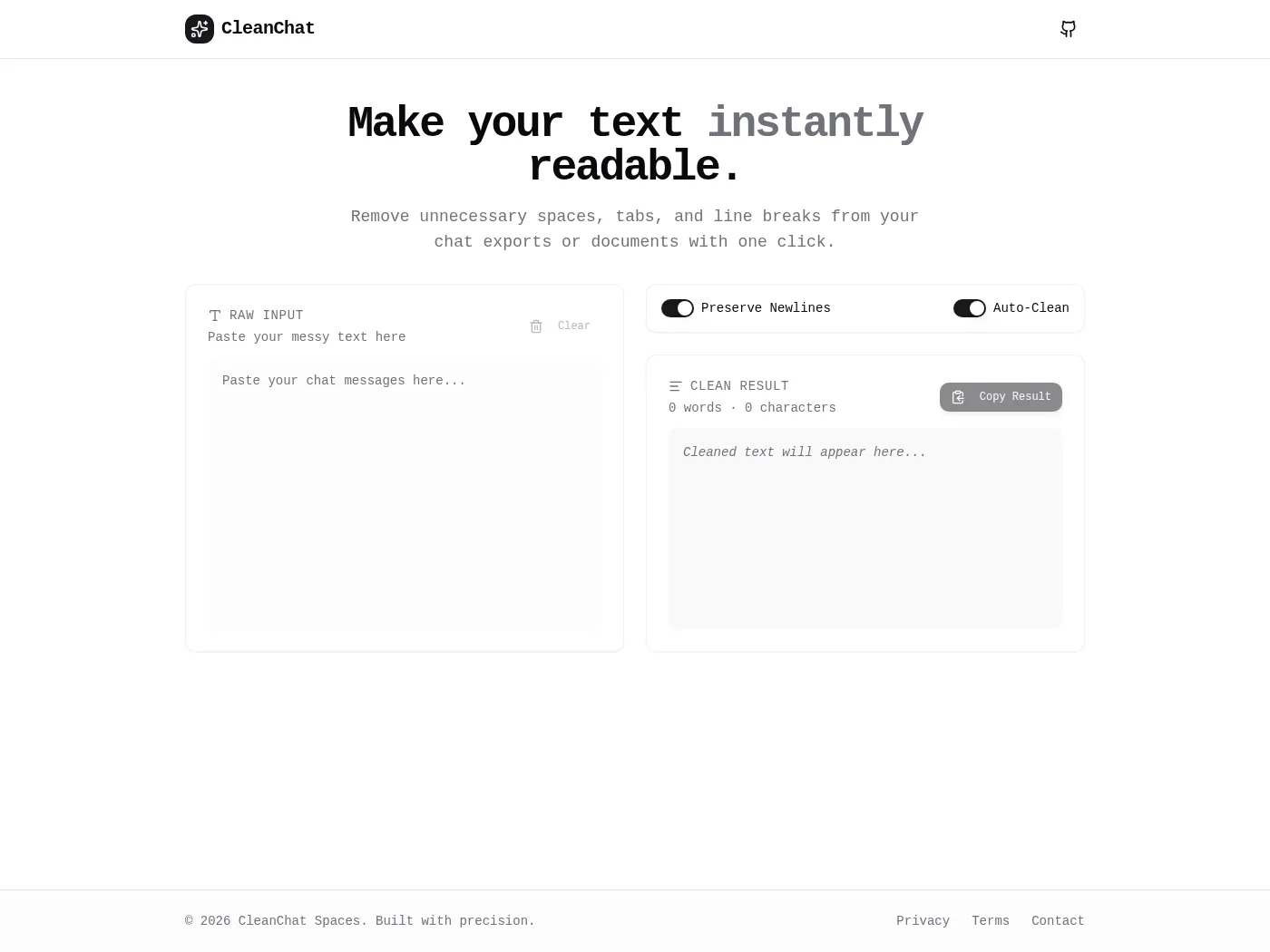 CleanChat Spaces
