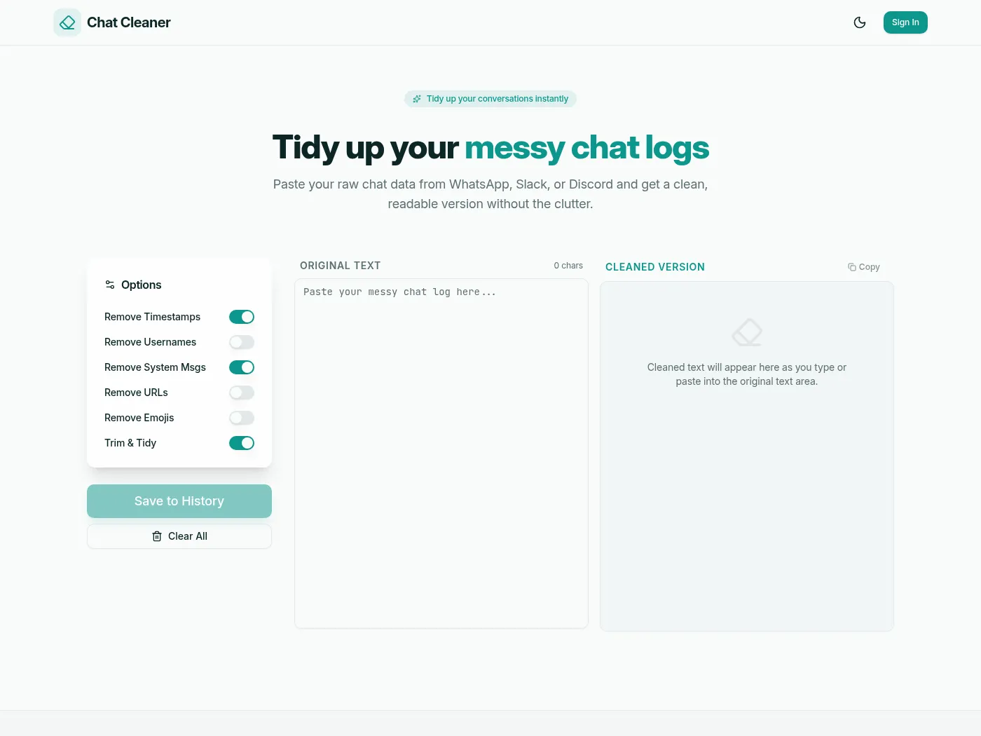 Chat Text Cleaner