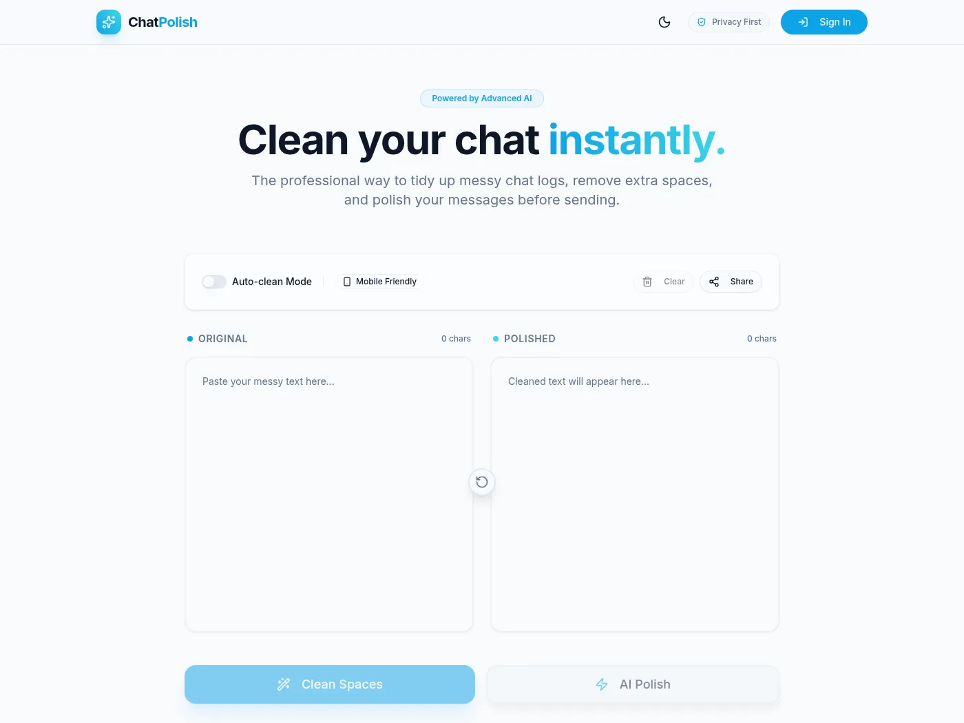 Chat Text Space Cleaner
