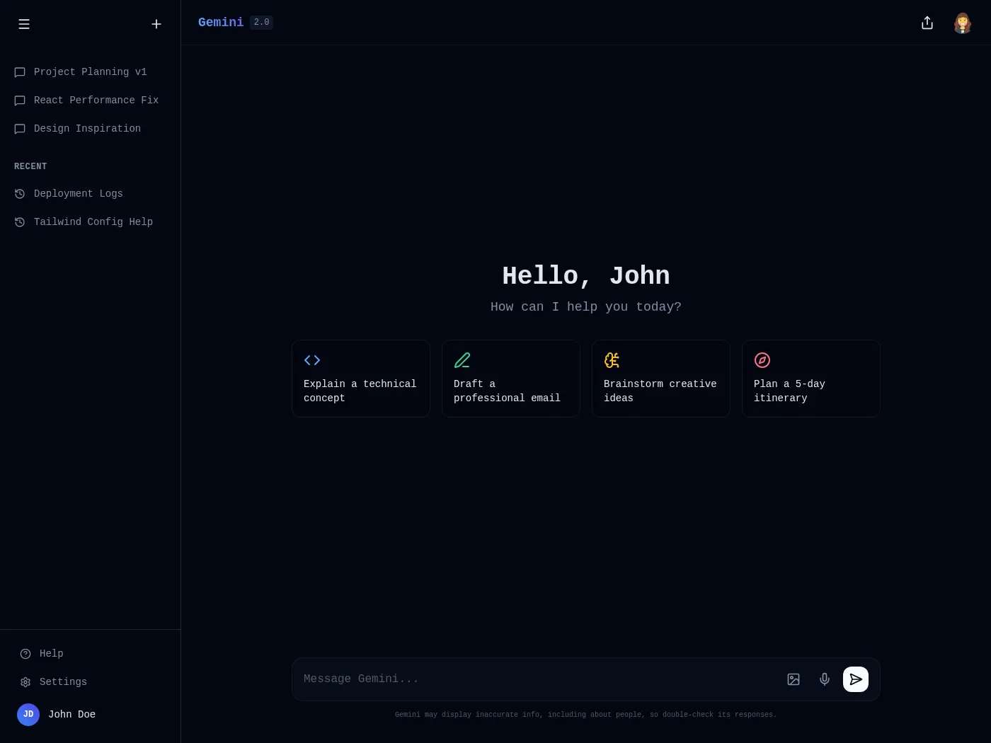 GeminiChat Web UI
