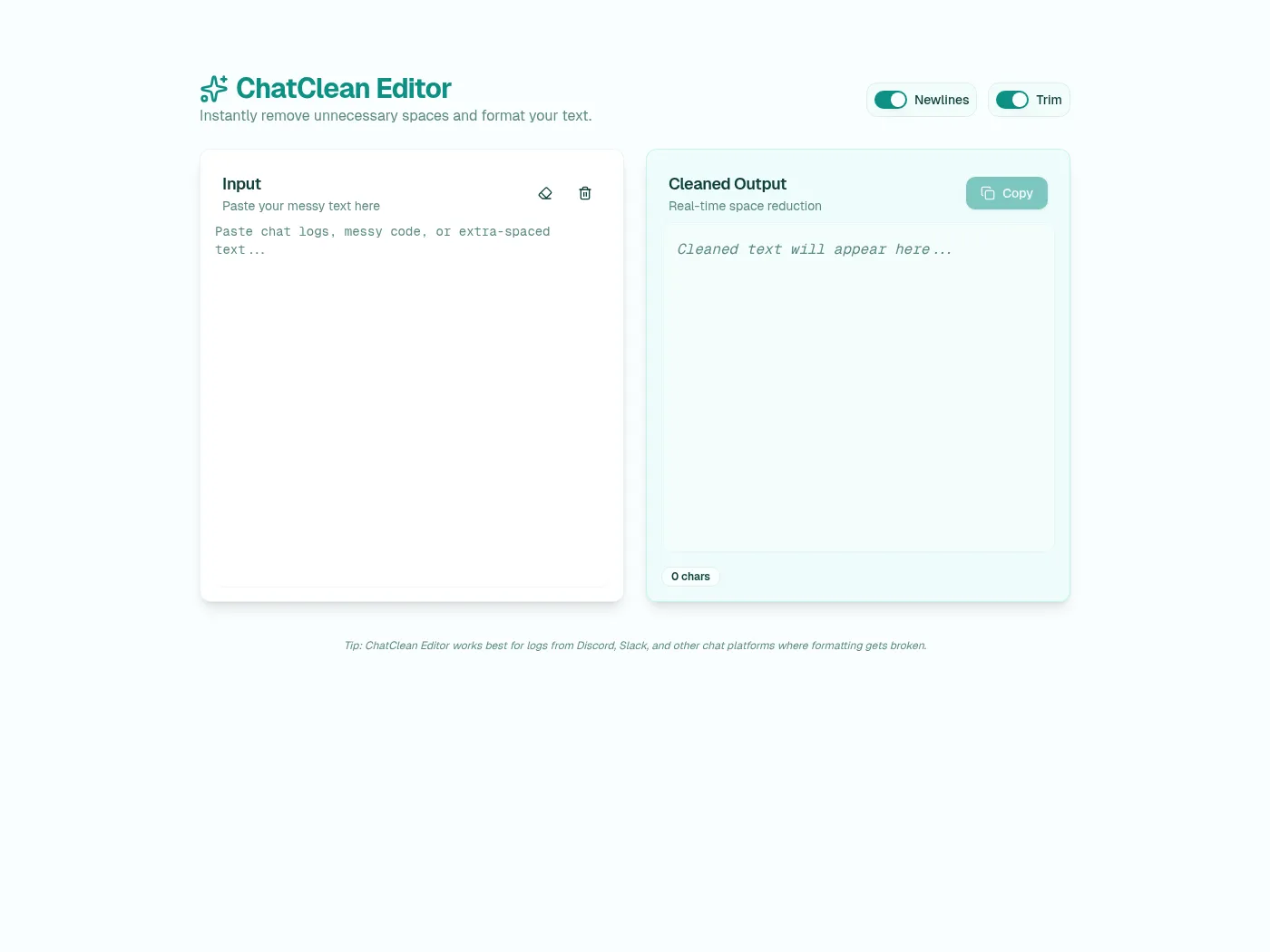 ChatClean Editor