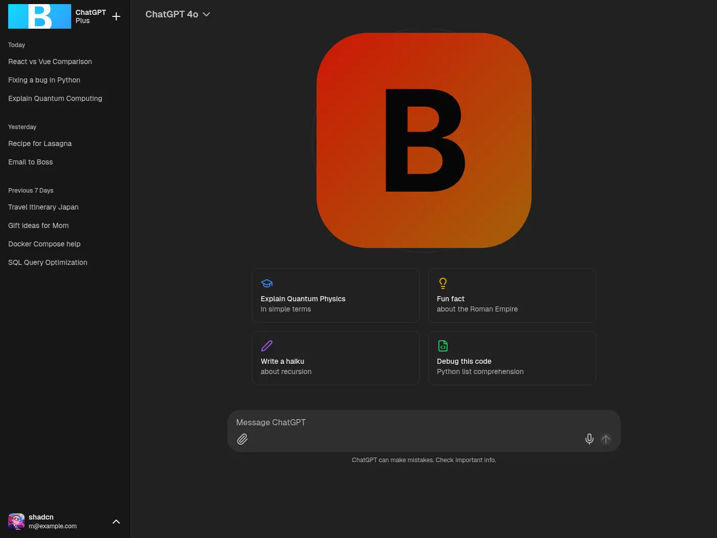 ChatGPT UI Clone