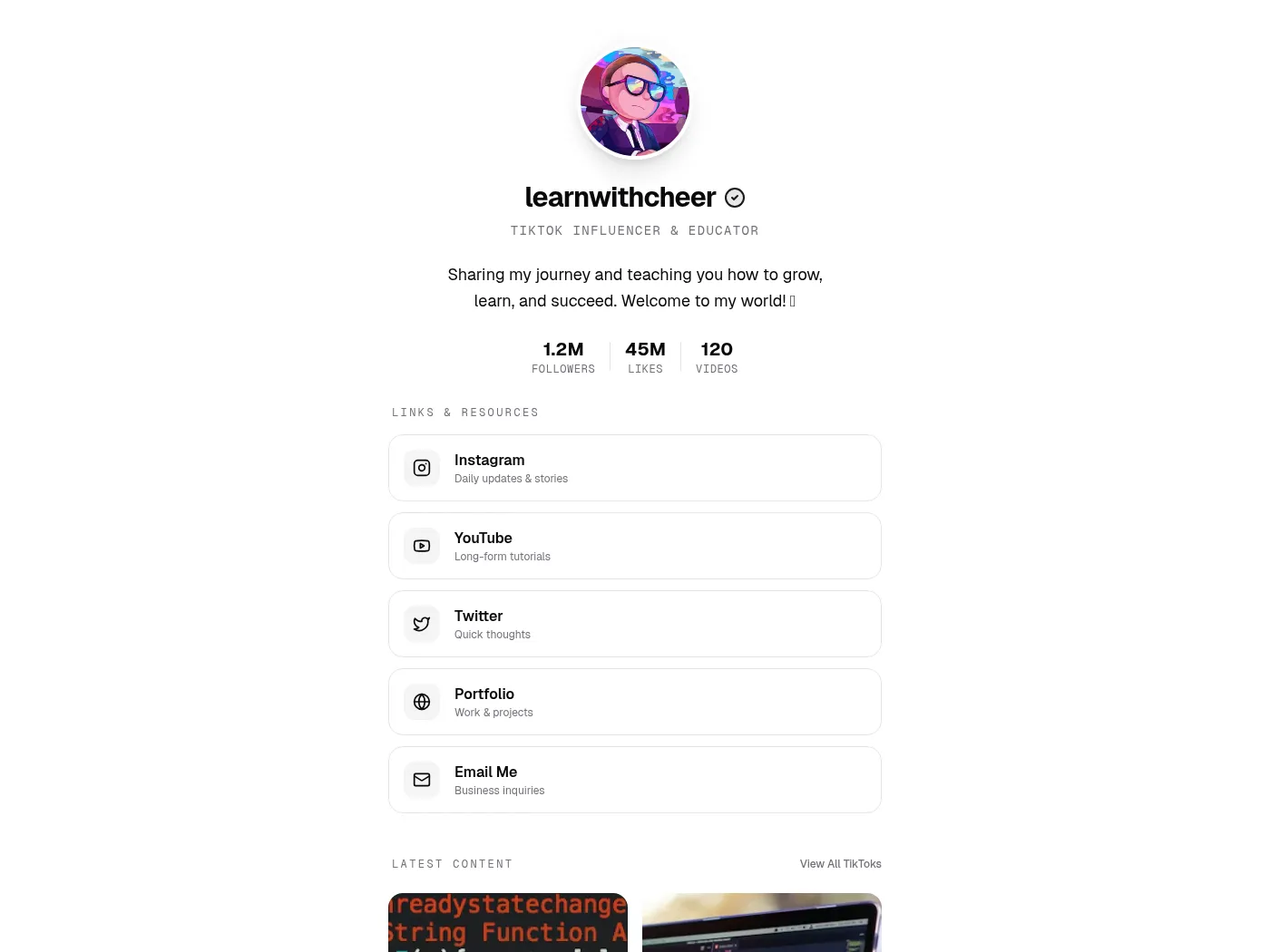 Cheer's TikTok Profile Web