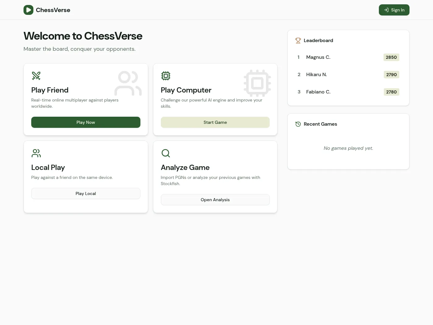 ChessVerse Web App