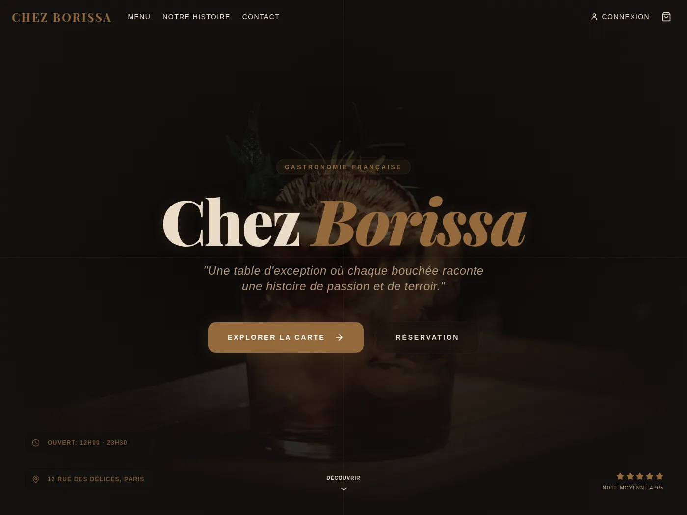Chez Borissa Menu Site