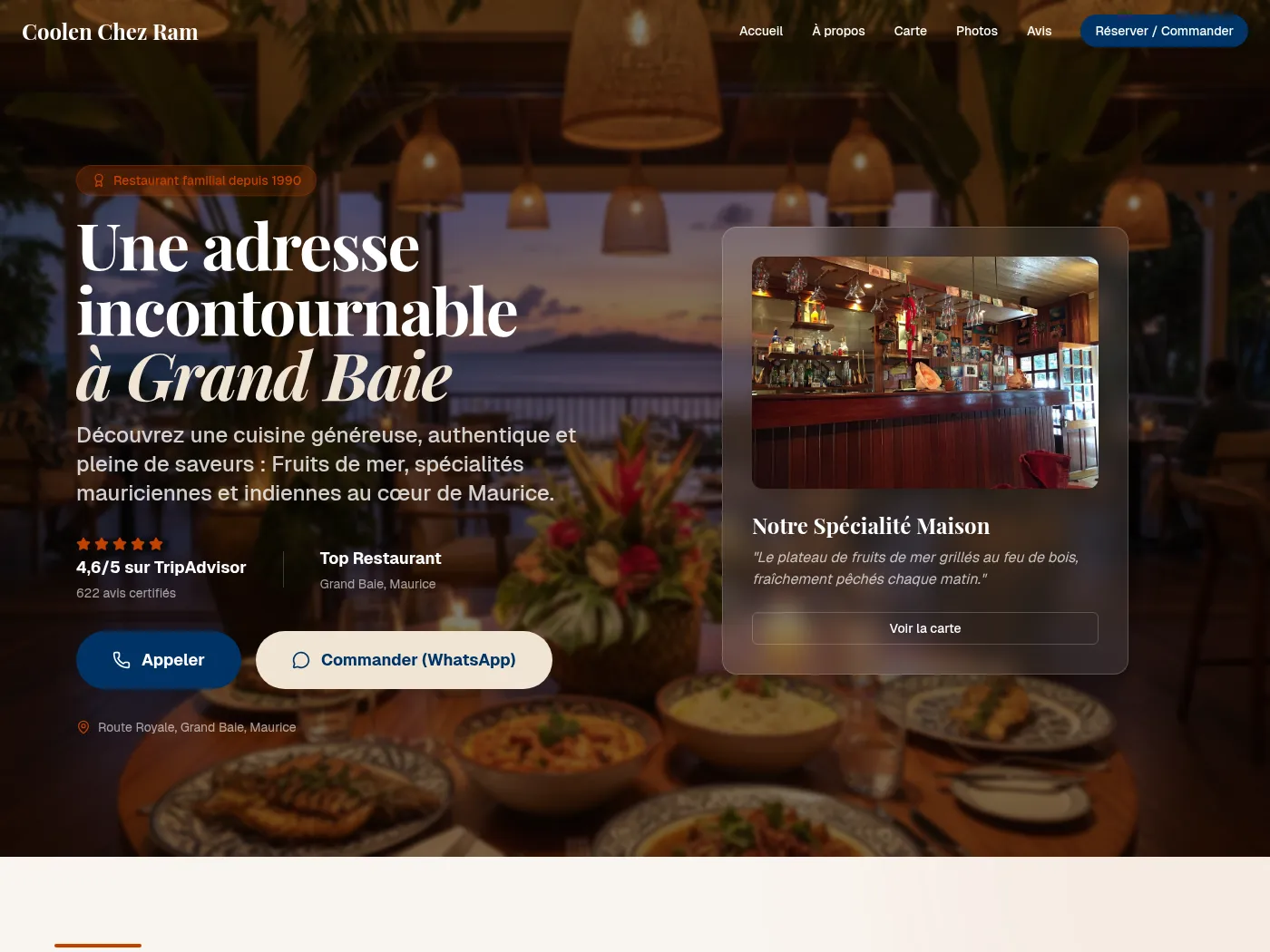 Chez Ram Landing Page