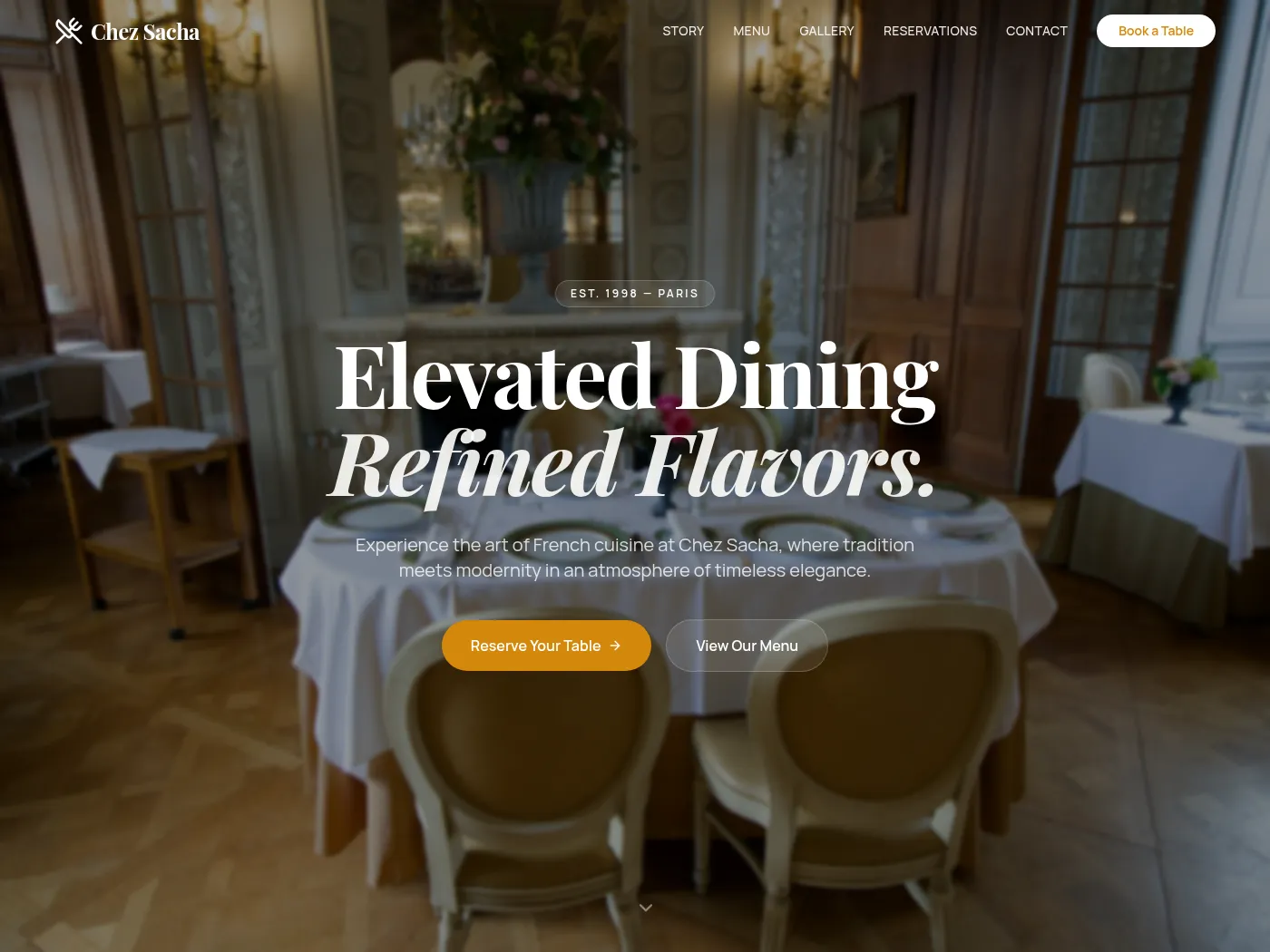 Chez Sacha Landing Page