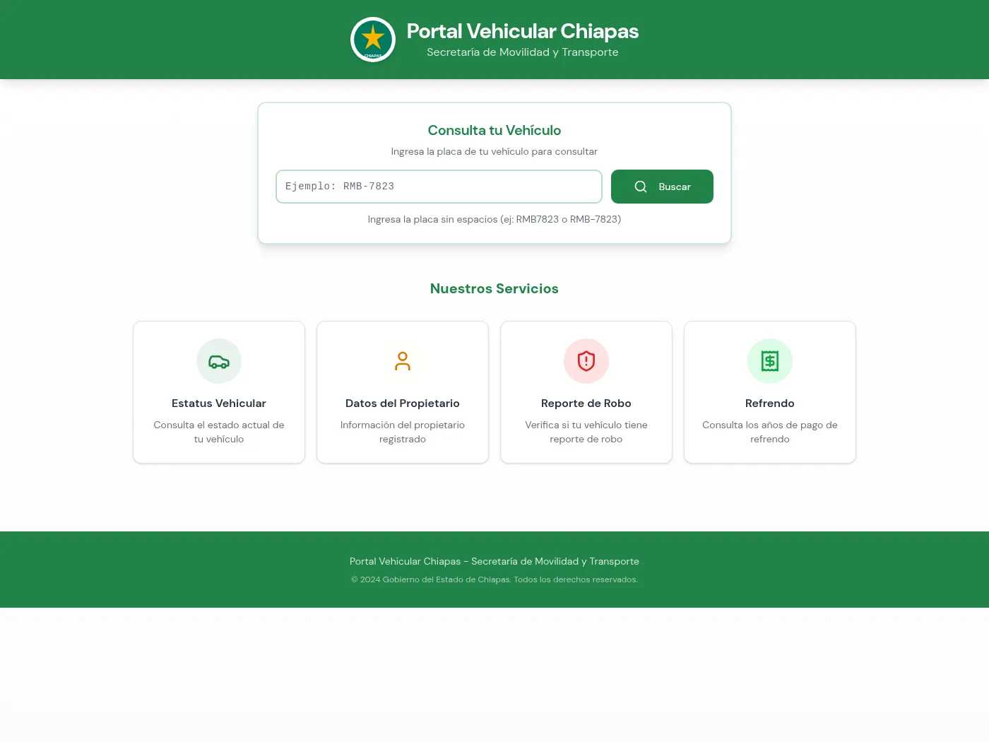 Chiapas Vehicular Status