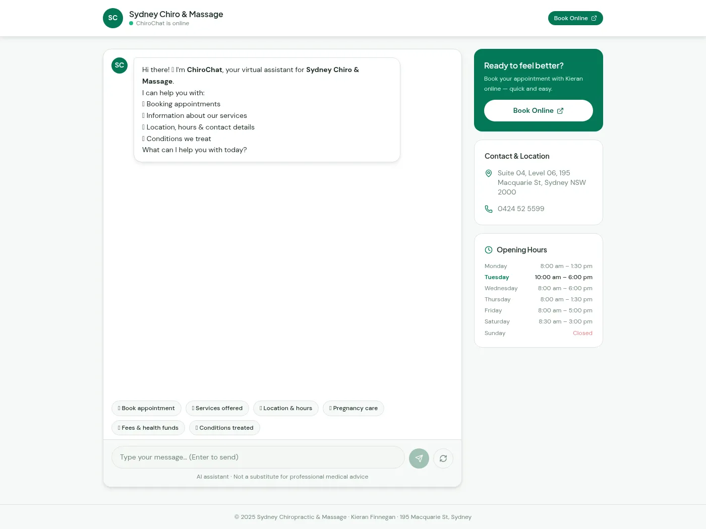 ChiroChat Assistant