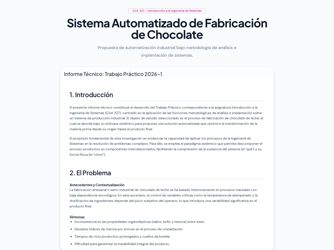 Sistema Automatizado Chocolate