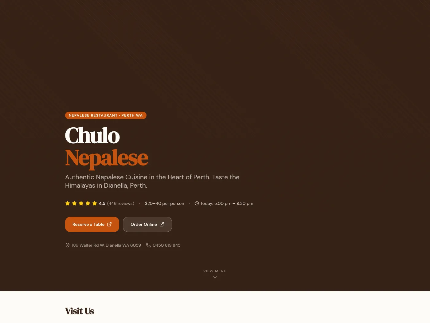 Chulo Nepalese Web Menu
