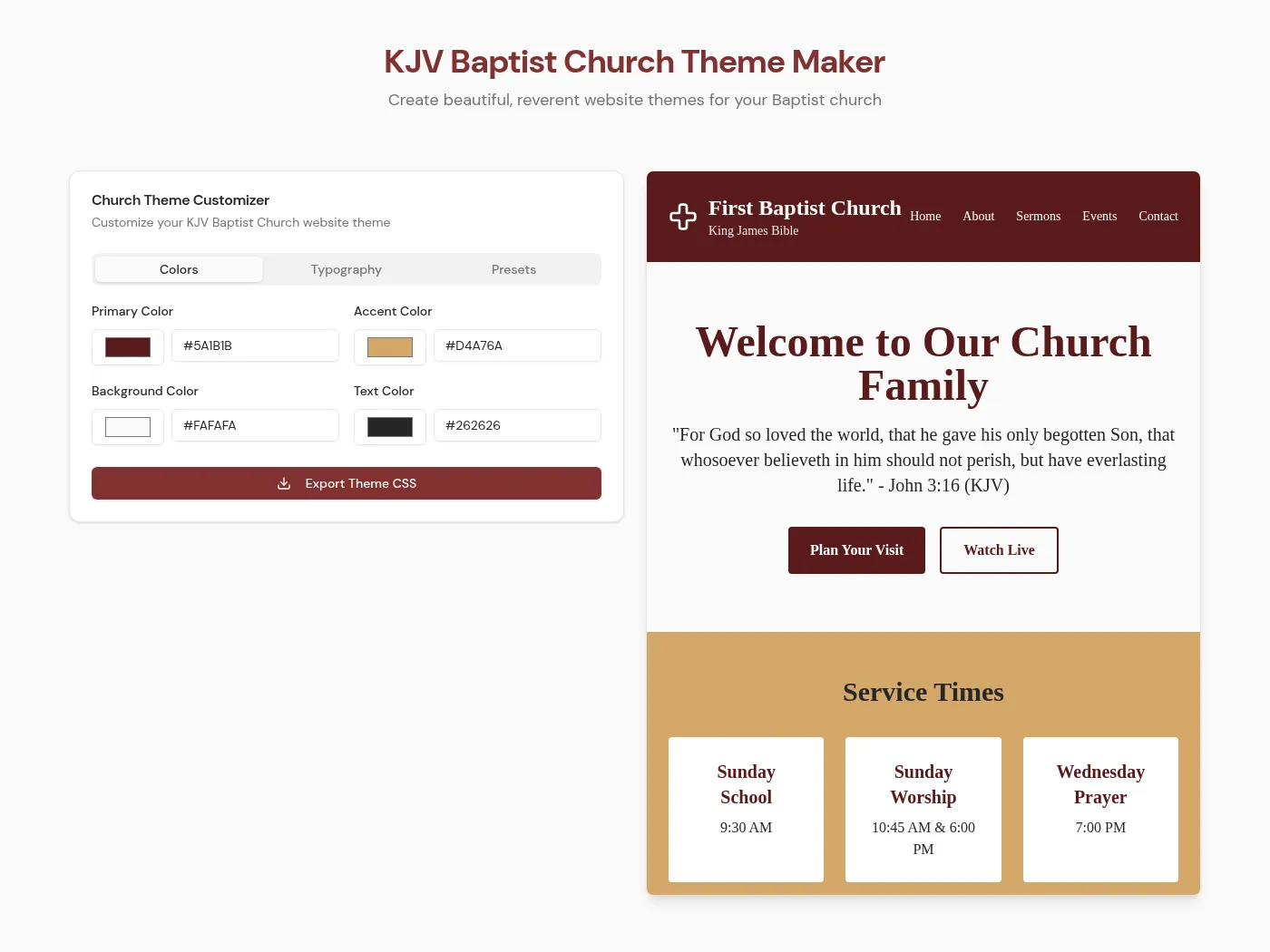 KJV Baptist Theme Maker