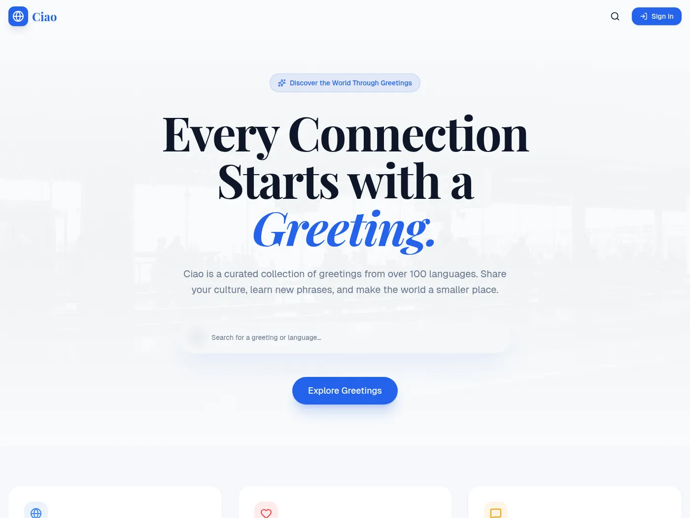 Ciao Greetings App
