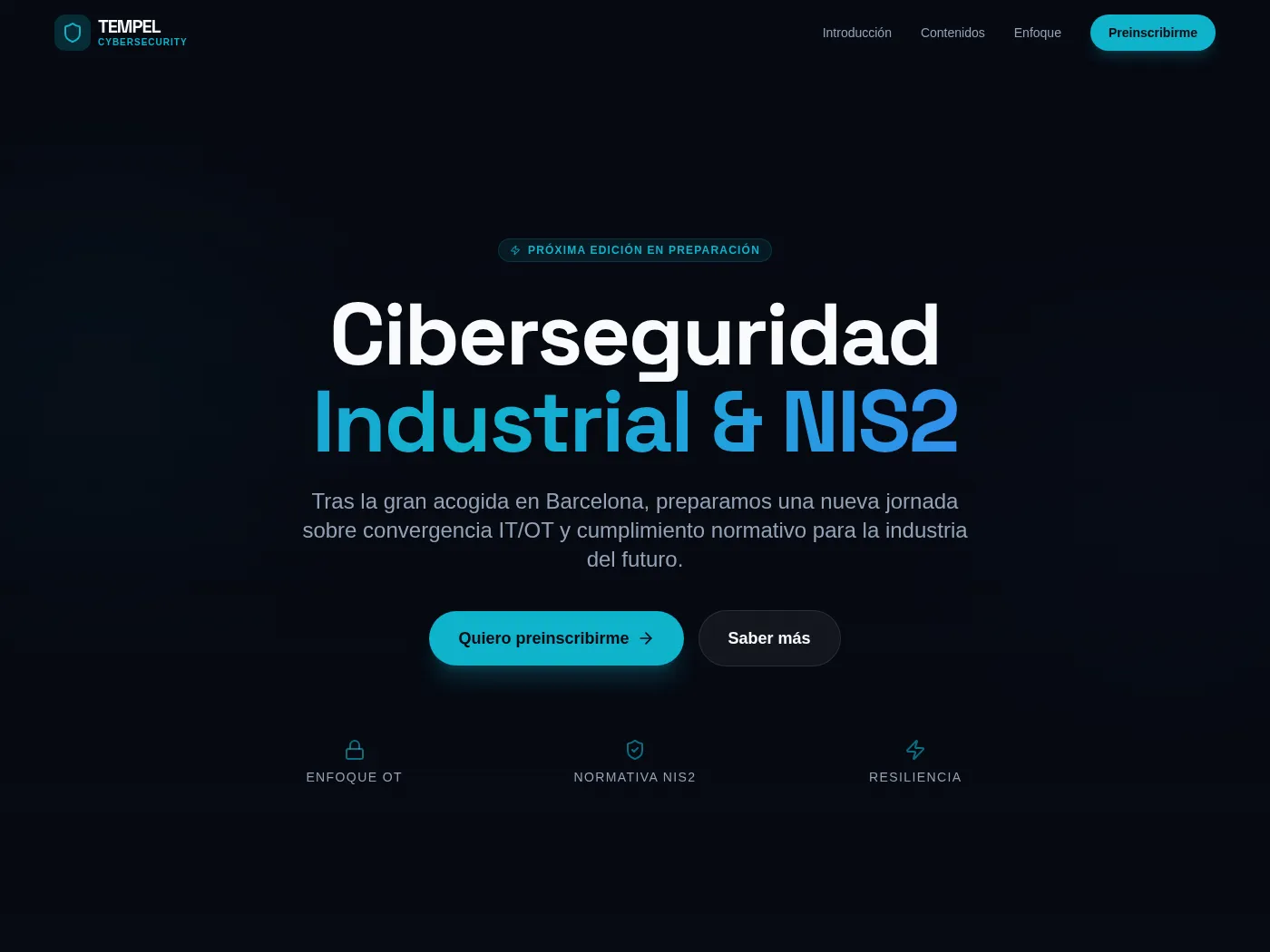 Tempel Ciberseguridad Landing