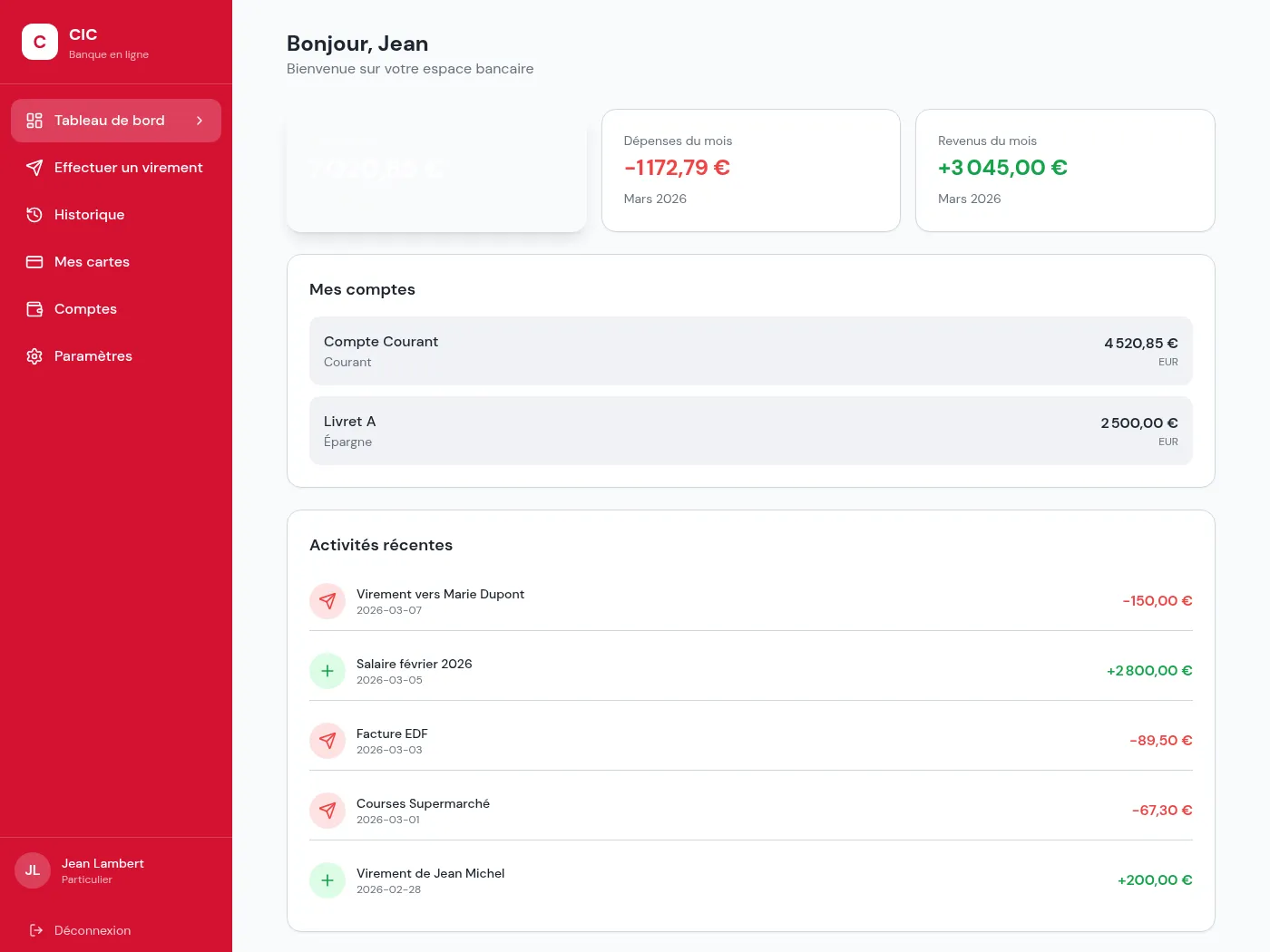 CIC Online Bank Clone