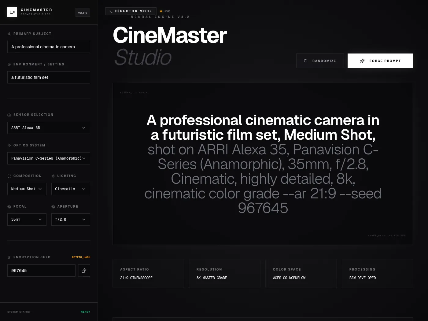 CineMaster Prompt Studio