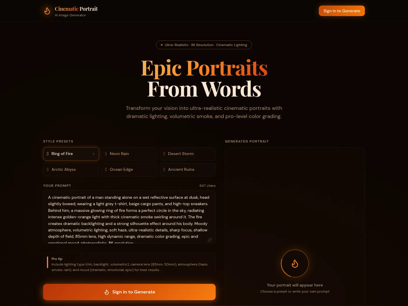 Cinematic Portrait Generator