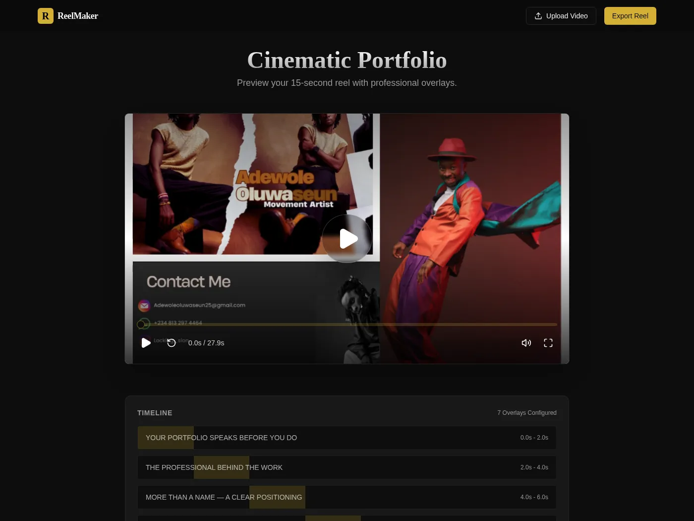 Cinematic Portfolio Reel Maker
