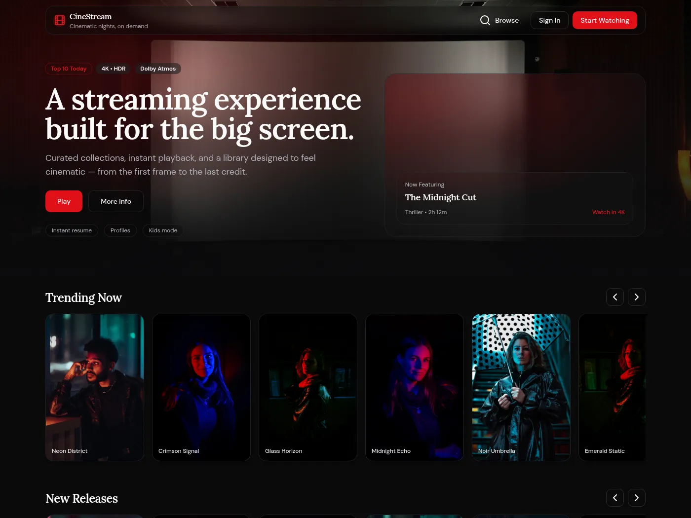 CineStream Landing Page