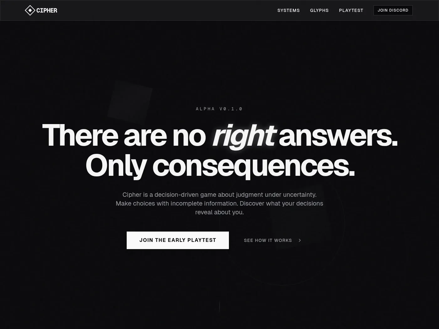Cipher Landing Page