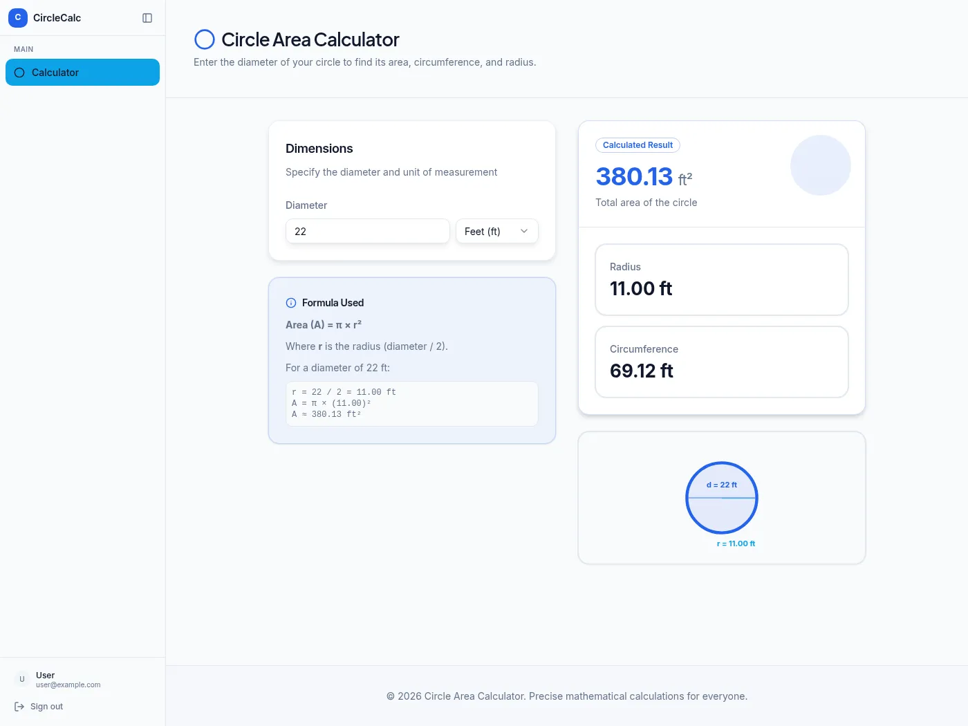 Circle Area Calculator