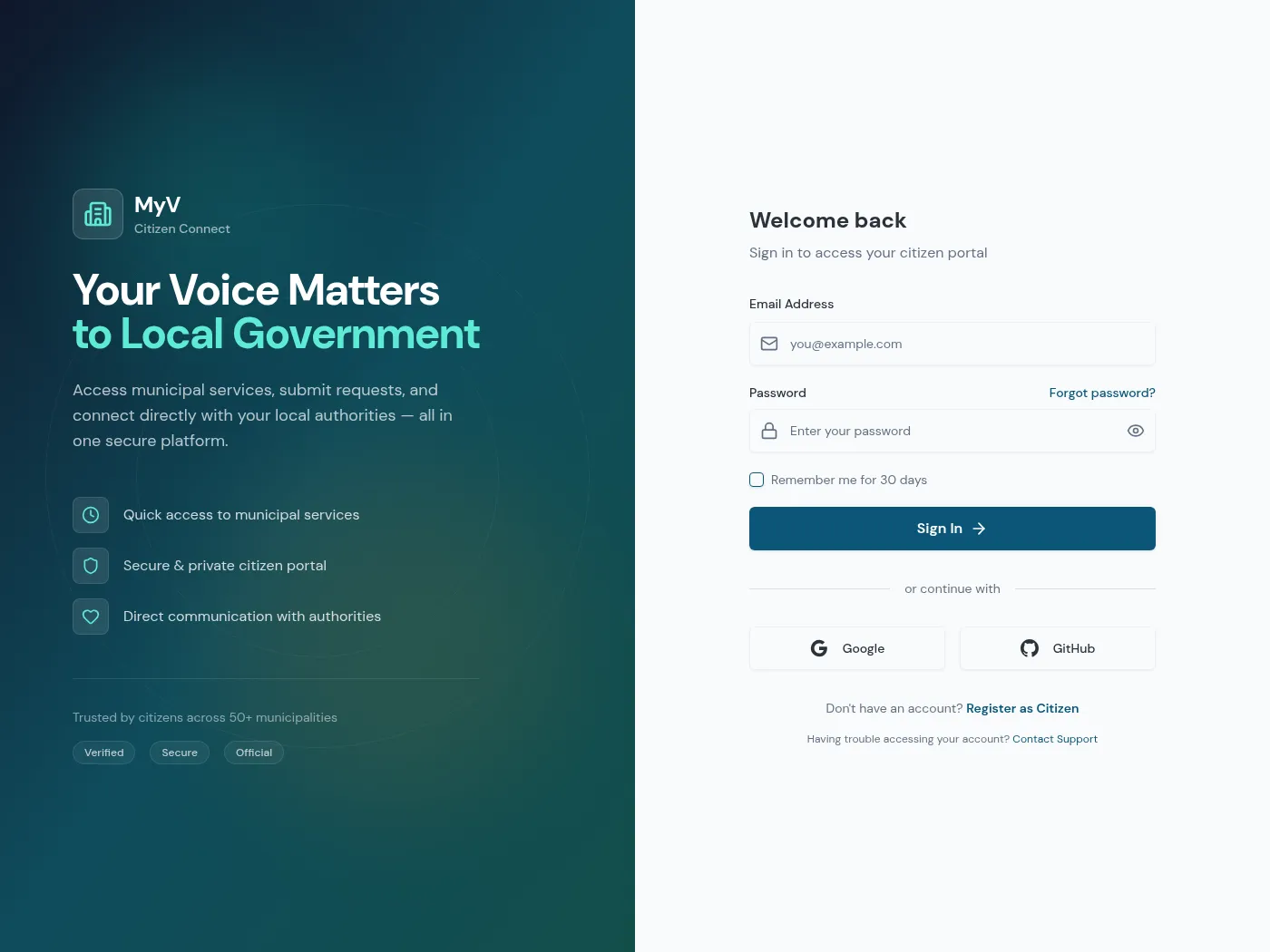 Citizen Connect Login