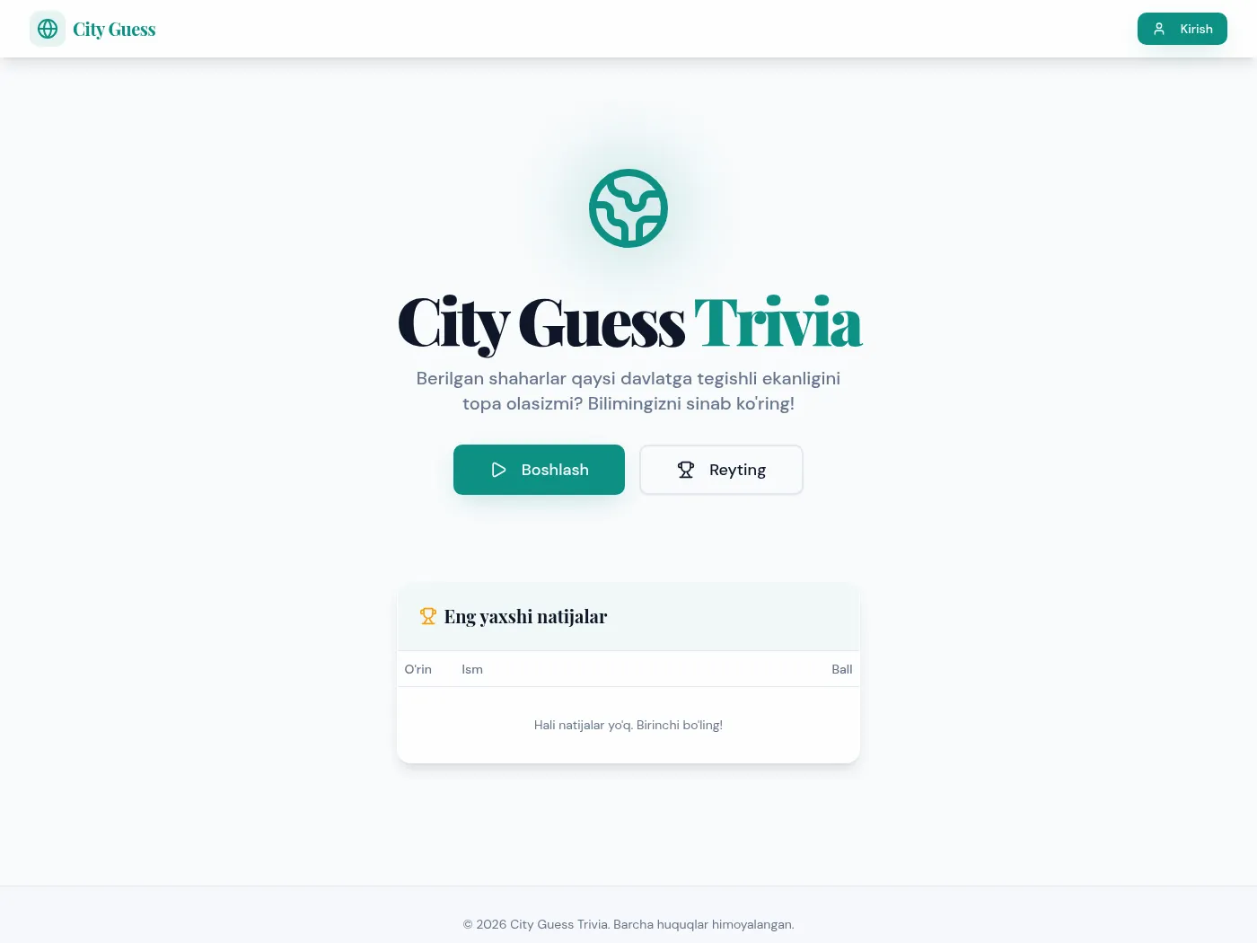 City Guess Trivia
