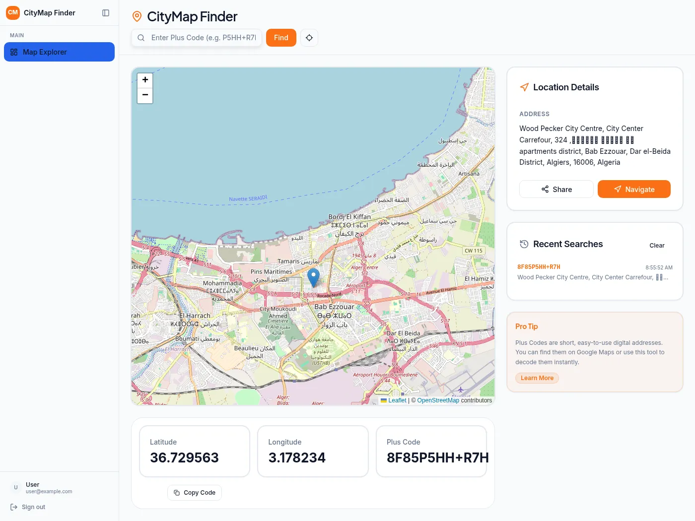 City Map Location Finder