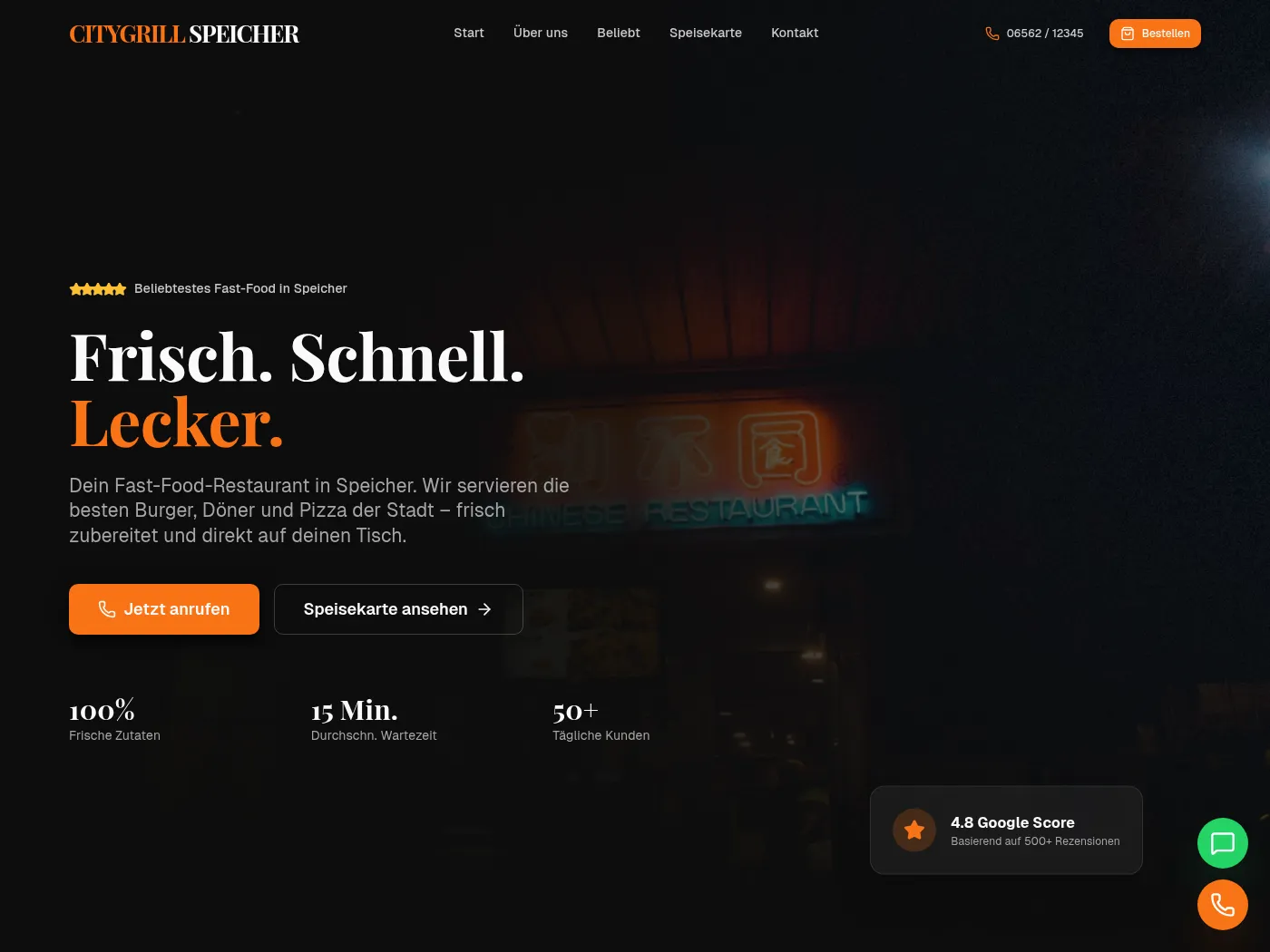 Citygrill Speicher Website