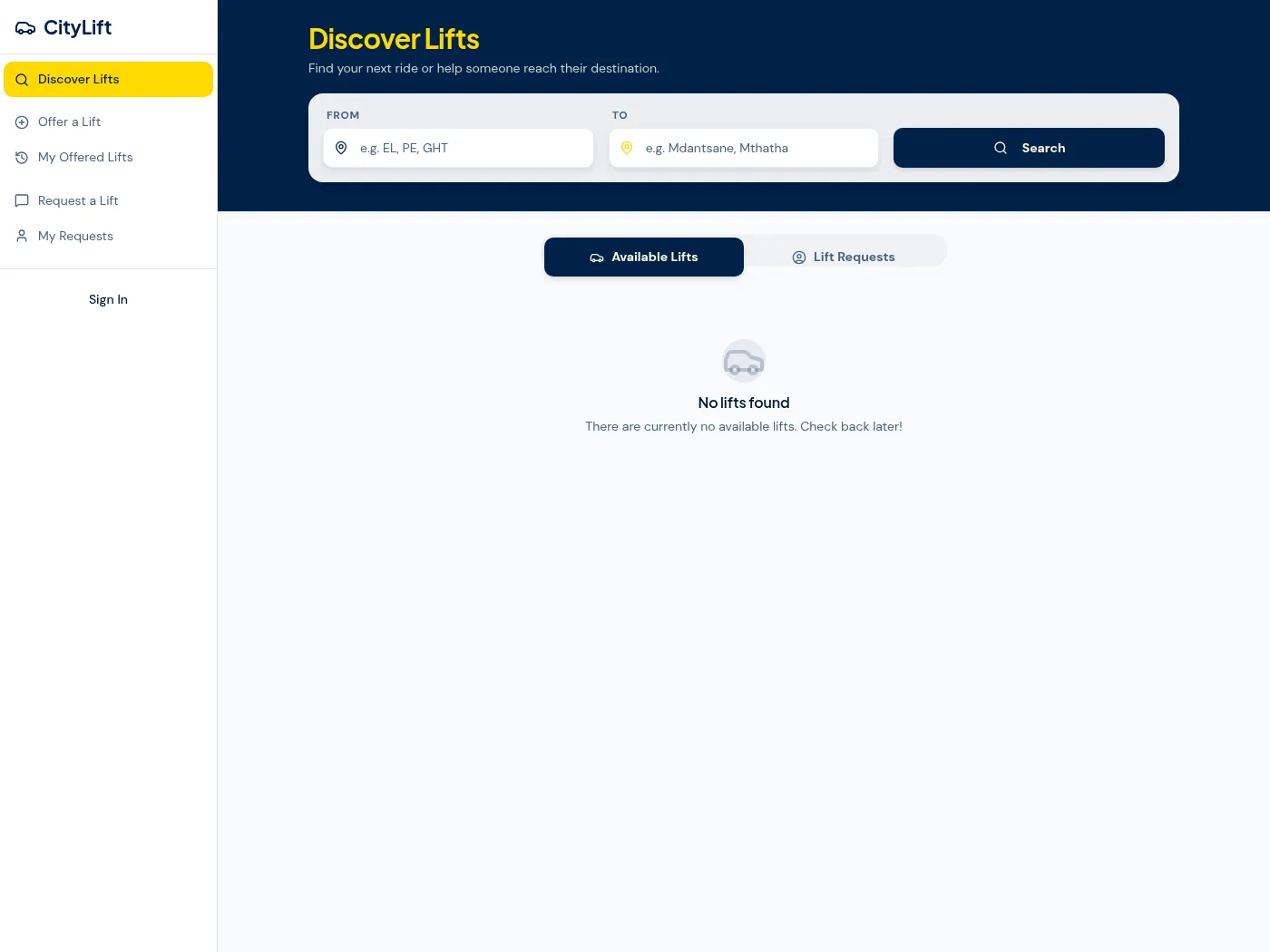 CityLift Ride Sharing