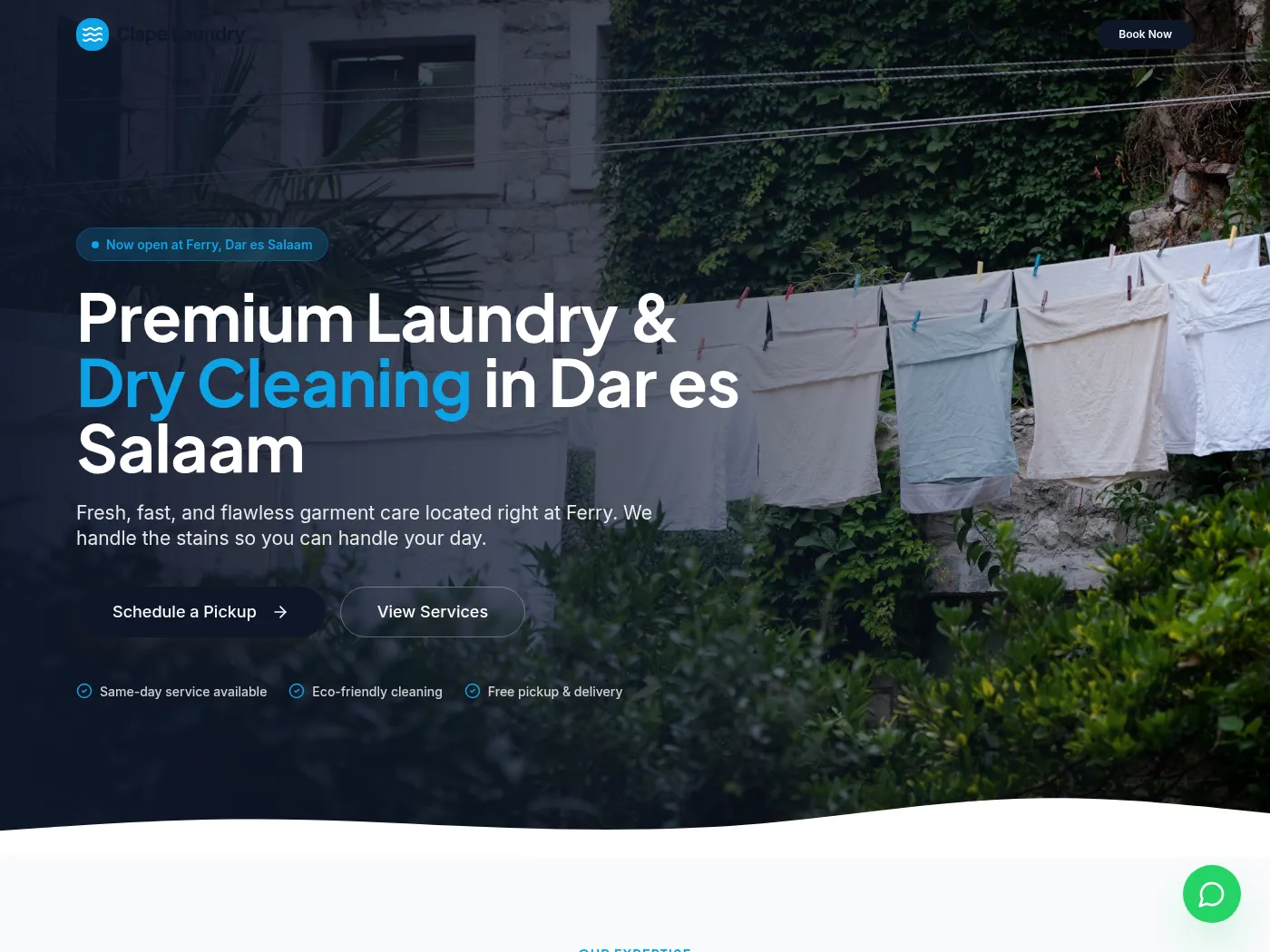 Clape Laundry Landing Page