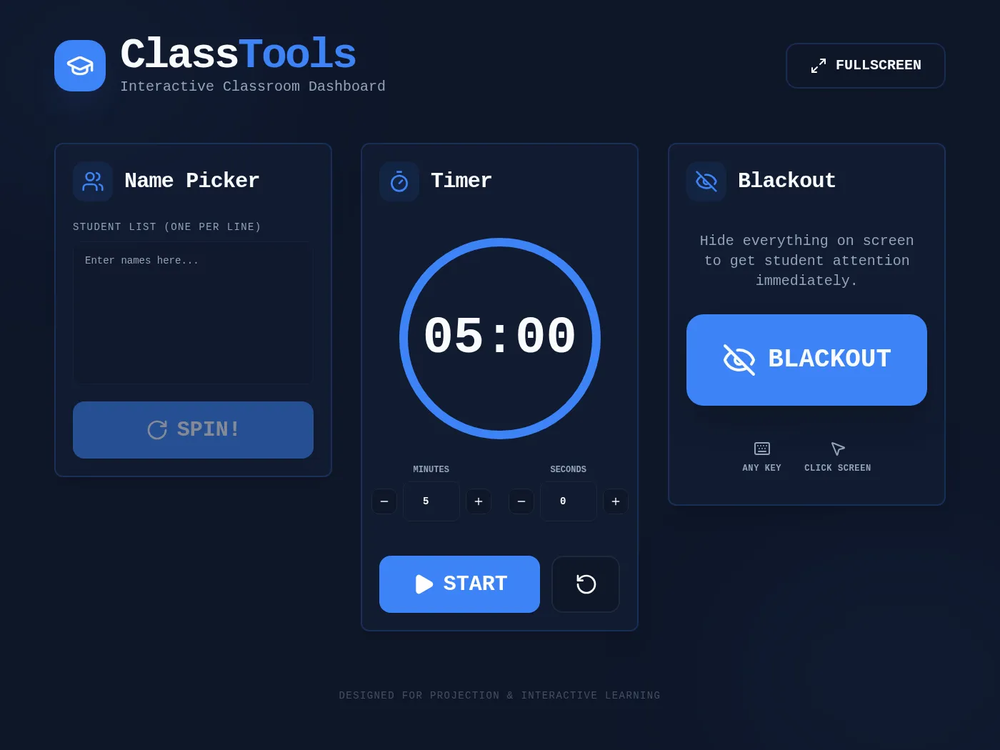 Classroom Tools Dashboard