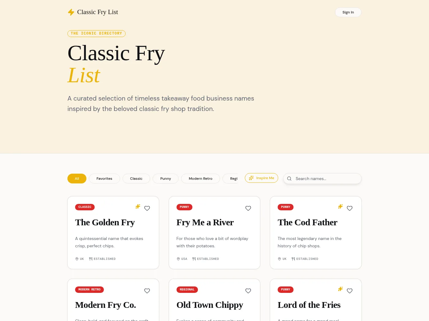 Classic Fry List