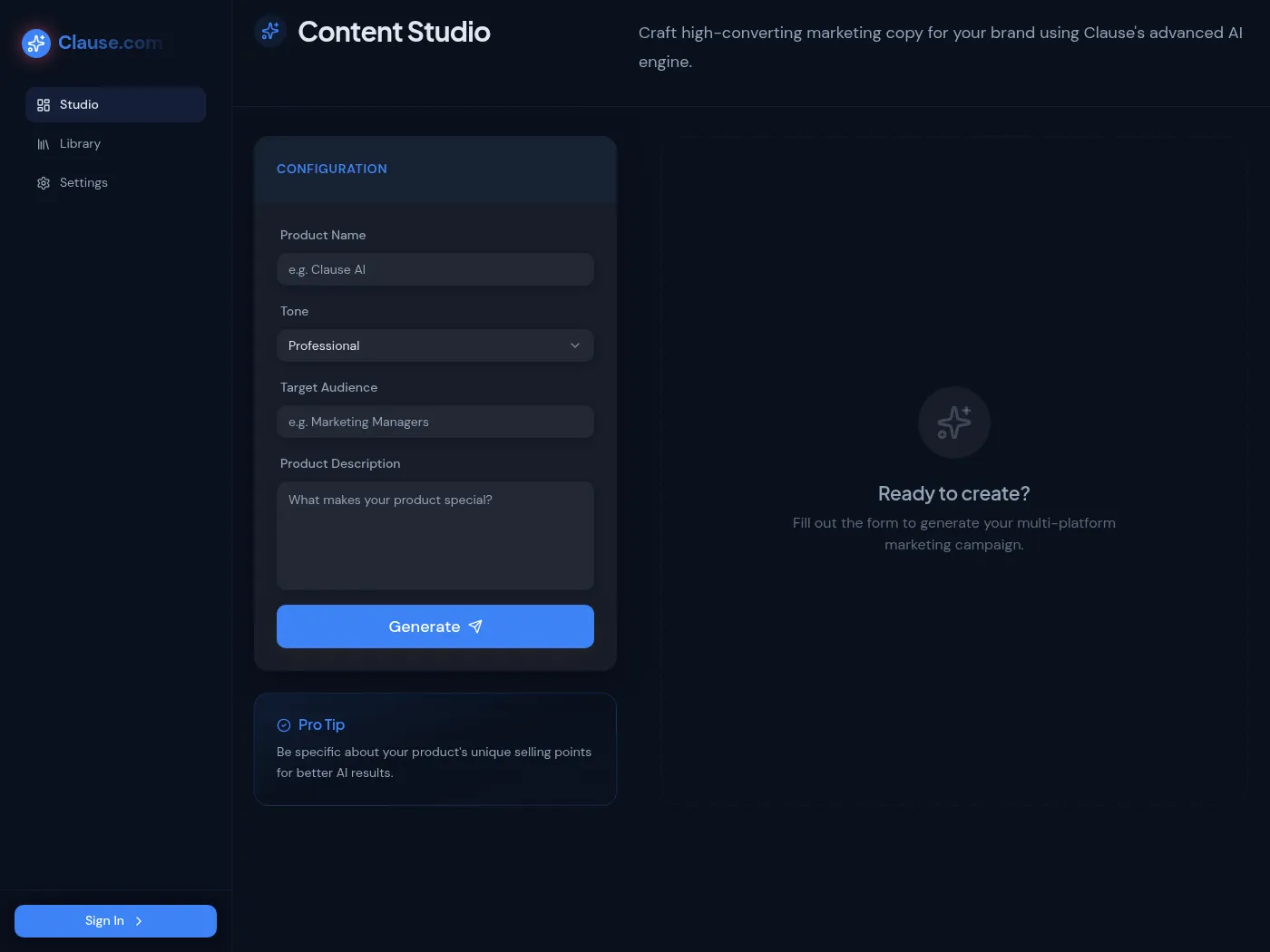 Clause Marketing Hub