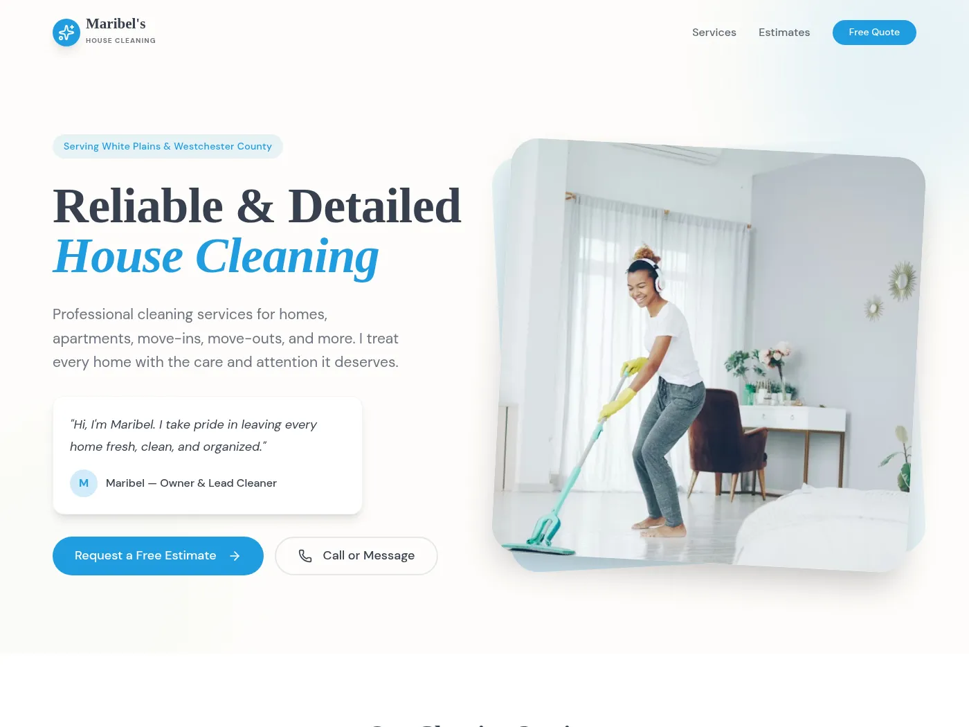 Maribel’s Cleaning Landing Page