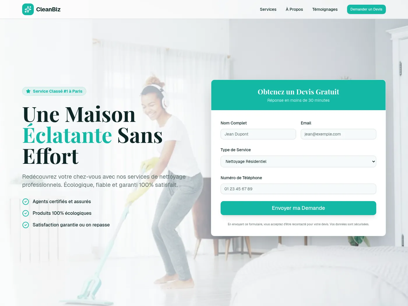 CleanBiz Lead Landing