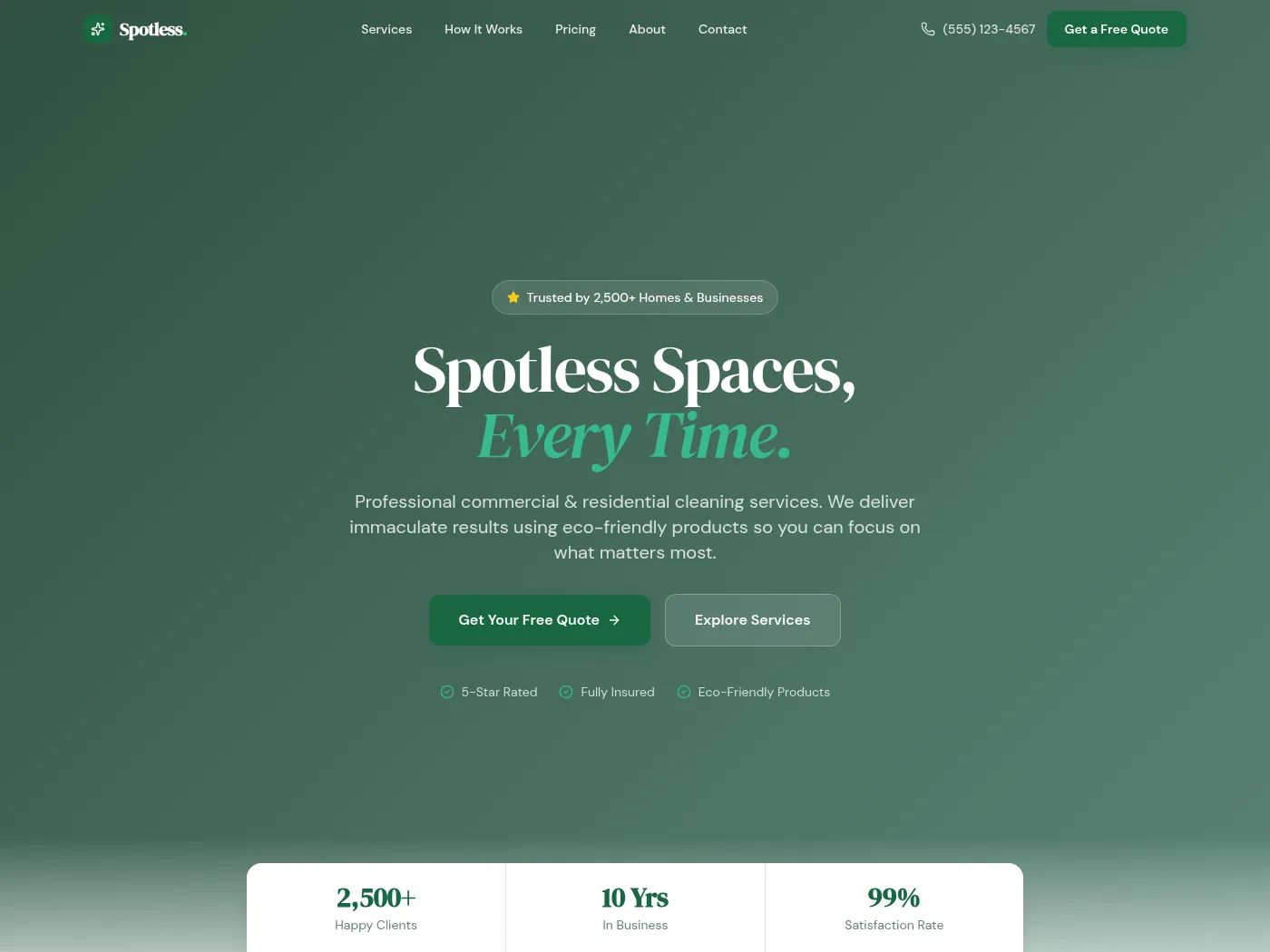 Spotless Cleaning Website